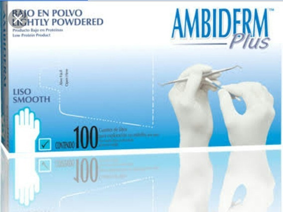 Guante Ambiderm Plus Liso, Blanco, Med. - Aicmx