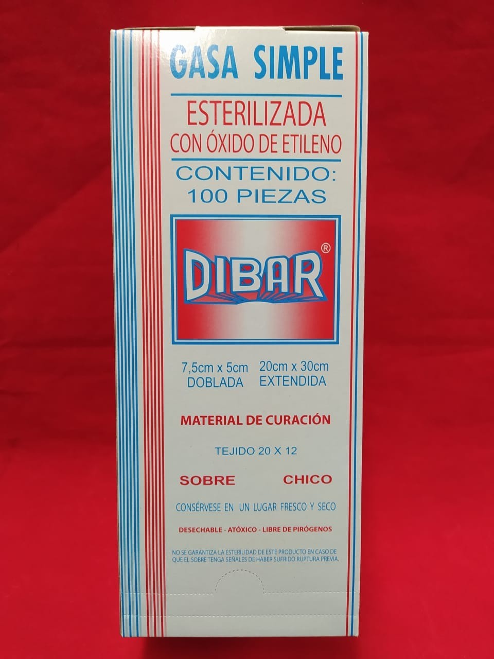 Gasa Dibar Esterilizada 7.5 X 5 Cm C/100 - Aicmx