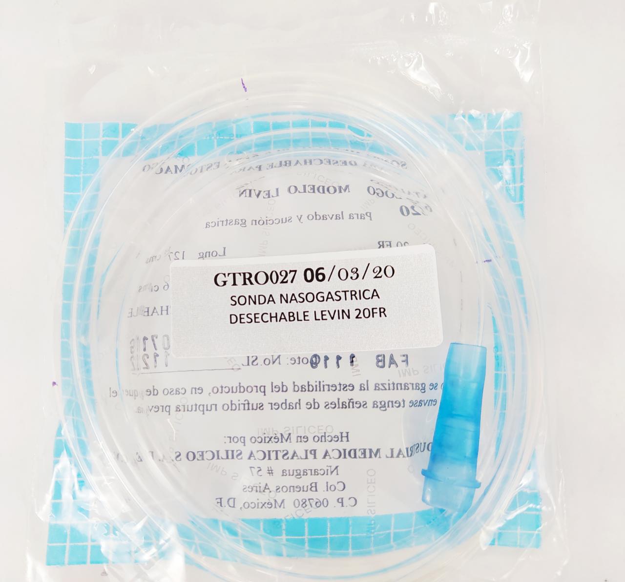 Sonda Nasogastrica desechable Levin 20Fr - Aicmx